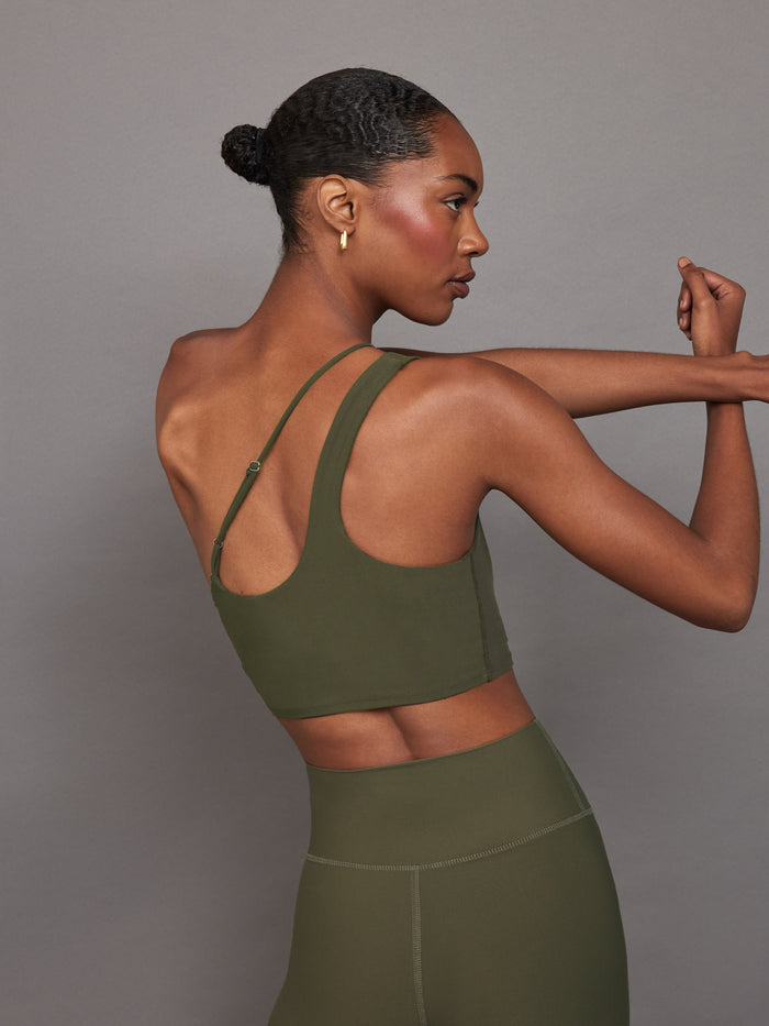 One Shoulder Convertible Bra Top in Melt - Core Olive – Carbon38