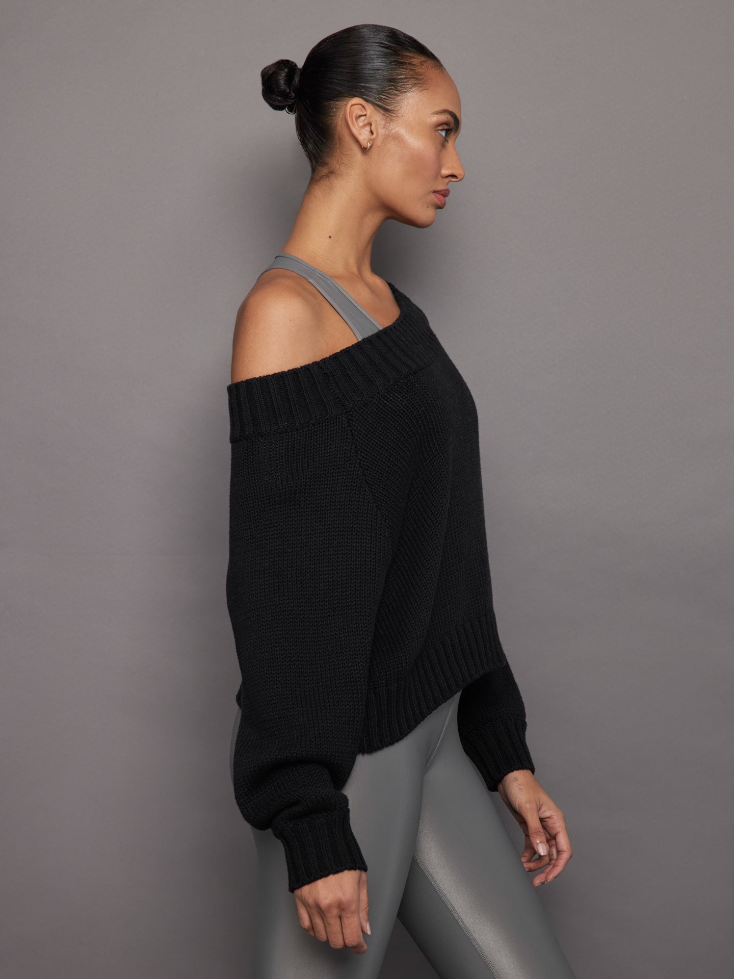 Slouchy Knit Sweater - Black – Carbon38