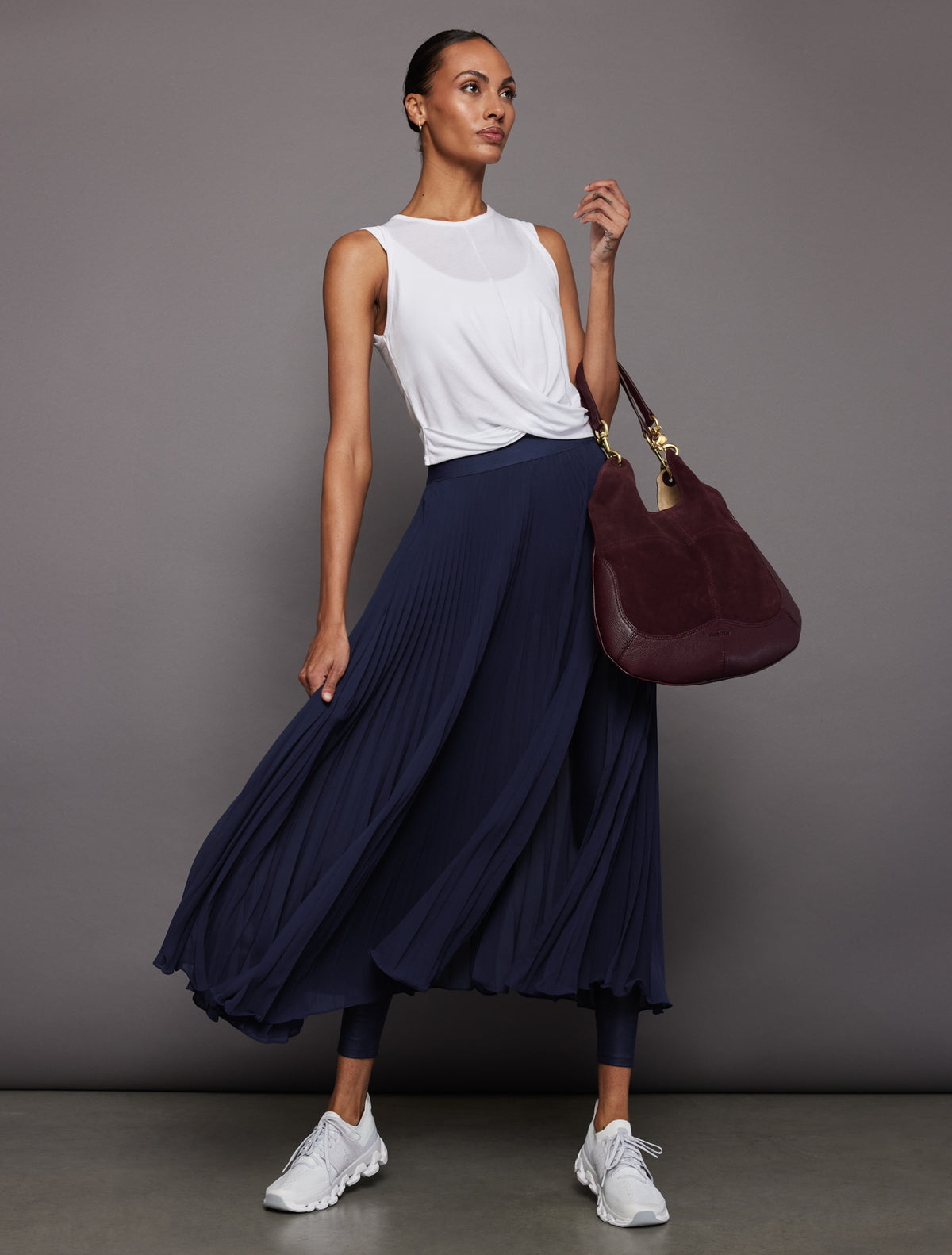 Mesh Pleated Skirt - Navy – Carbon38