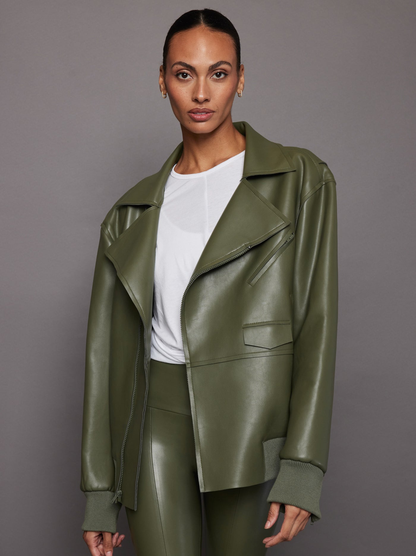 Oversized Moto Jacket - Military – Carbon38