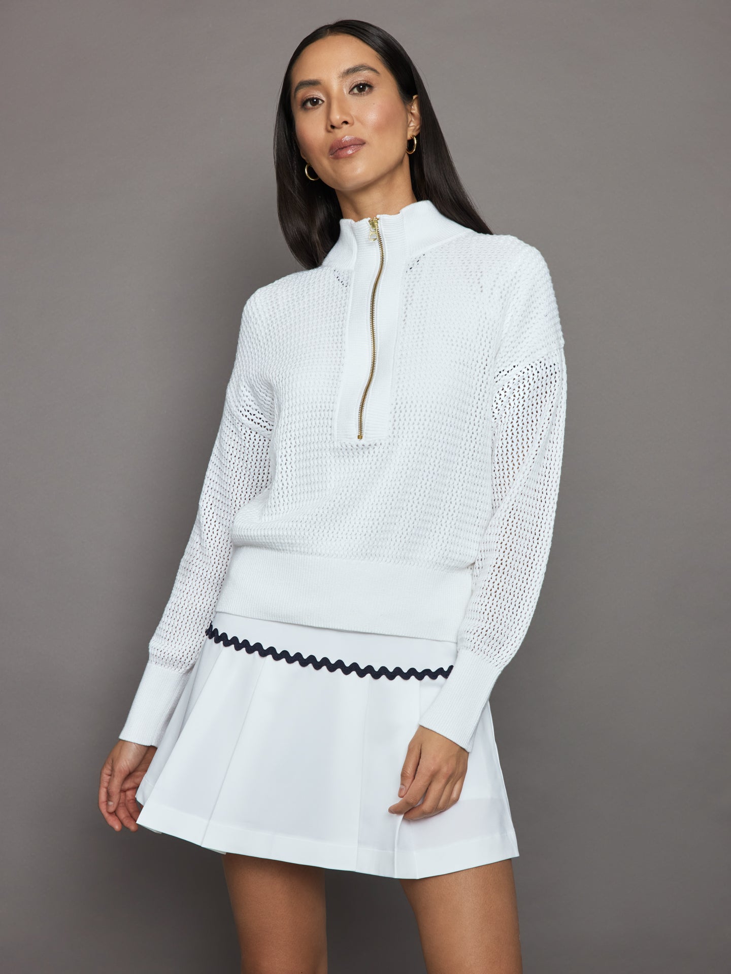 Aurora Half Zip Knit - White – Carbon38