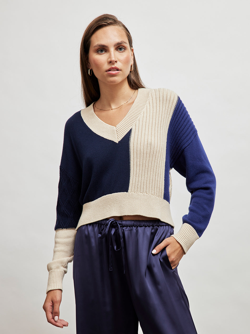 Mix Stitch Pullover - Dark Blue Multi – Carbon38