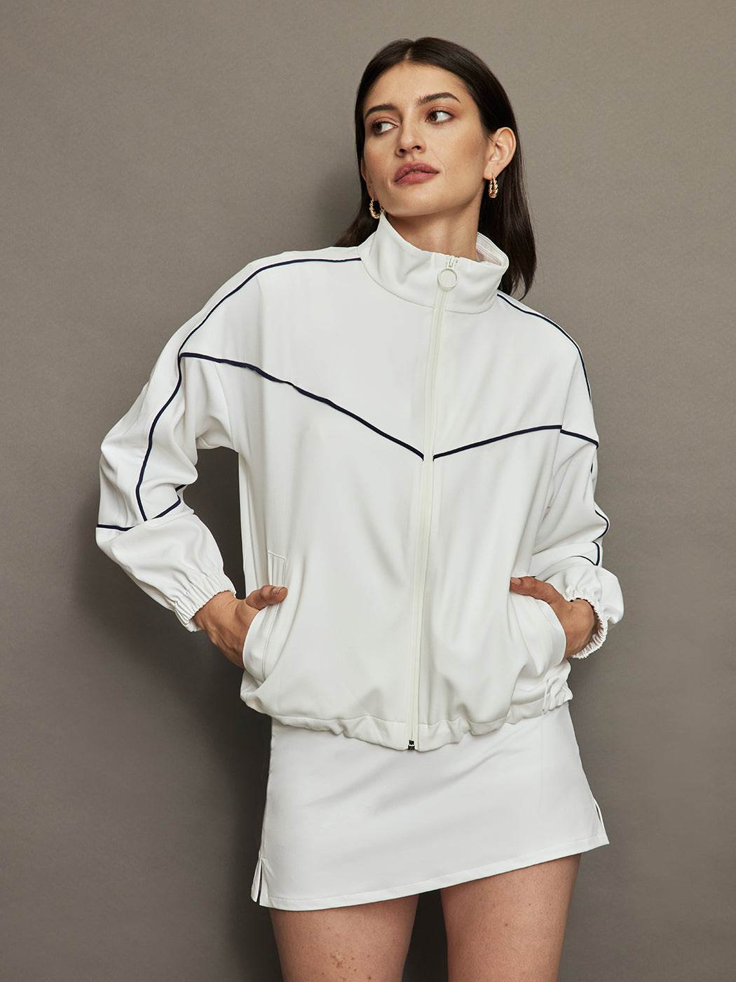 Drive Jacket - White/Deep Sea Navy – Carbon38