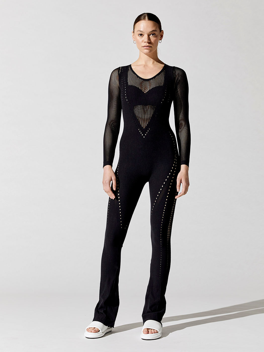 Sporty Lacing Net Jumpsuit - Black – Carbon38